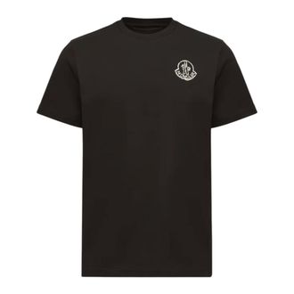Moncler T-shirt en jersey de coton avec logo patch - Homme - Tops - Noir - Taille: M
