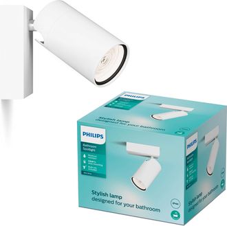 Philips Idris LED 1er Spotleuchte, ideal geeignet f&uuml;r das Badezimmer, GU10 Lampe nicht enthalten, Wei&szlig;, IP44, wasserfest
