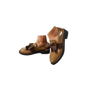 Generic Mocassins brevet&eacute;s pour femme avec noeud - Tendance et confortable - Bout rond - Chaussures plates &agrave; talons bas - Pour le travail, le travail, le quot