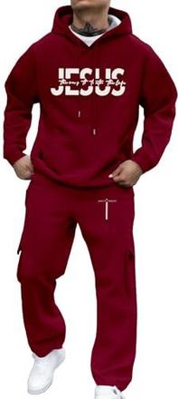Generic Surv&ecirc;tement pour homme imprim&eacute; &agrave; manches longues sweat &agrave; capuche ensembles d&eacute;contract&eacute;s mode sport jogging tops bas doux athl&eacute;tique v&ecirc;tements de sport