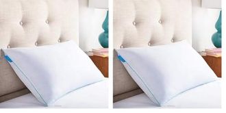 Linenspa Oreiller en Flocons de Mousse avec Gel Rafraichissant - Coussin - Oreiller Memoire Forme 40x60 cm, Blanc (Lot de 2)