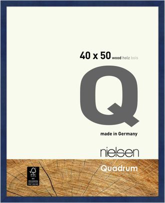 Nielsen Design Bilderrahmen, 40 x 50 cm, Holz, Blau, Posterrahmen zum Aufhängen im Hoch- & Querformat, Echtglas, Quadrum