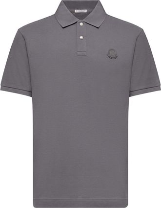 Moncler Moncler Logo Patch Cotton Piquet Polo Shirt, Men, Gray, Size: 3xl