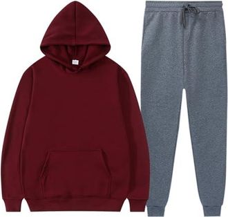 Generic Survêtement 2 pièces pour homme, ensemble complet à capuche pour homme, ensemble complet de sports de plein air, sweat-shirt avec poches, pantalon de 