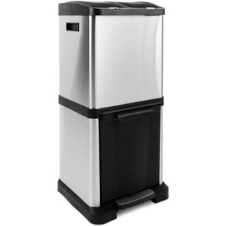 Casa Pura Casa Pura - Poubelle James 2 &times; 8 L + 1 &times; 16 L, Capacit&eacute; totale 32 l avec Ouverture avec p&eacute;dale/bouton