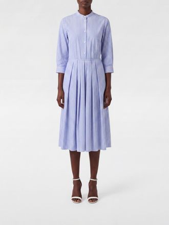 Aspesi Robe chemise midi ray&eacute;e en coton avec col mao