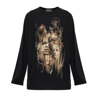 Yohji Yamamoto Tee-shirt Manches Longues Col Rond Jersey Simple Coton Pt-B - Homme - Tops - Noir - Taille: M