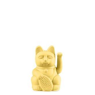 Donkey Lucky Cat Mini | Yellow - Japanische Gl&uuml;cksbringer Winkekatze in Gelb, 9,8 cm hoch
