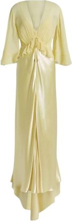 Alberta Ferretti Femme, Robes, Jaune, Taille: 36 FR Long Satin Dress with Cloak