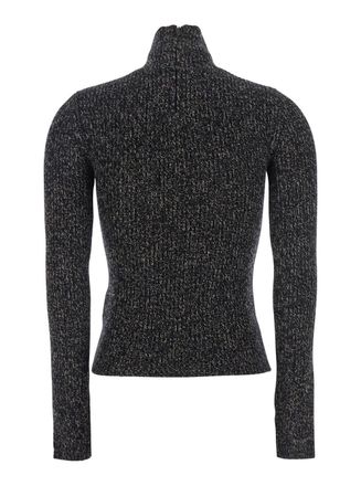 Max Mara Womens Grey Turtleneck Sweater With Ribbed Design Wool Tops Top