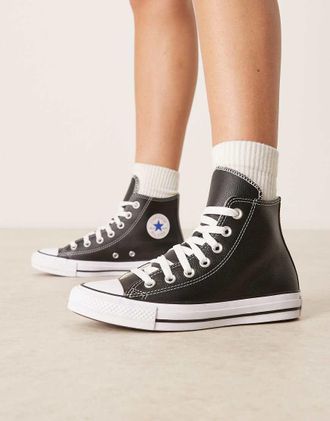 Converse Chuck Taylor All Star Hi - Ledersneaker in Schwarz