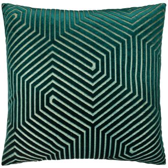 Riva Paoletti Evoke Samt-Kissenbezug - Luxuri&ouml;ser dekorativer quadratischer Kissenbezug mit Chevron-Muster (Smaragdgr&uuml;n - 55x55cm), Smaragd