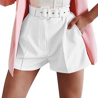 Generic Vestes 2026 pour femmes, 2 pi&egrave;ces, veste l&eacute;g&egrave;re, l&eacute;g&egrave;re, mince, pantalon daffaires + ceinture, blanc, L