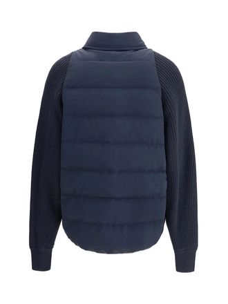 Brunello Cucinelli Quilted Hybrid Down Jacket - Navy