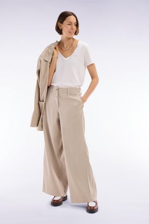 Eden Park Pantalon En Lin Et Coton Stretch Beige Coupe D&eacute;contract&eacute;e