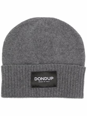 Dondup bonnet en maille &agrave; patch logo - Gris