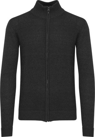 Indicode IDRickert Herren Strickjacke Cardigan Grobstrick mit Stehkragen Reißverschluss Baumwollmischung Regular fit, Größe:2XL, Farbe:Charcoal Mix (915)