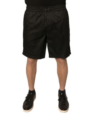 Dolce & Gabbana Mens Black Polyester Jersey Mid Waist Shorts