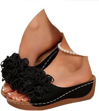 Generic Pantoufles d&eacute;t&eacute; pour femme avec noeud ouvert - Sandales plates antid&eacute;rapantes pour la douche, la plage, la piscine - Confortables et respirantes - Ave