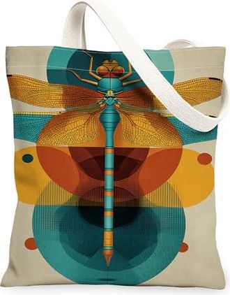 Generic Sacs fourre-tout en toile motif libellule, sacs d&eacute;picerie r&eacute;utilisables, sacs d&eacute;picerie modernes, &eacute;l&eacute;gants, l&eacute;gers, lavables, multicolore, 13x15 Inch