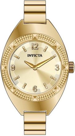 Invicta Mini Ring Watch 50641 Damenuhr - Quarzwerk - Edelstahl mit goldenem Zifferblatt - 20 mm