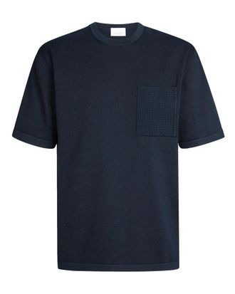 Profuomo Glattstrick-T-Shirt mit aufgesetzter Brusttasche in