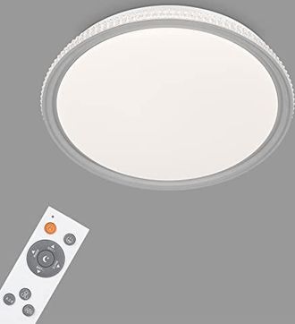 Briloner LED Deckenlampe Farbwechsel LED Deckenleuchte mit Fernbedienung dimmbar Farbtemperatursteuerung, Memoryfunktion, 500 mm, Grau-transparent