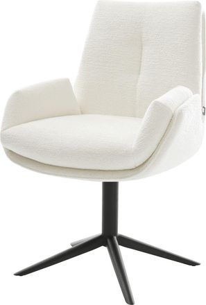 DELIFE Esszimmerstuhl Clea-Flex Fu&szlig;kreuz Schwarz Boucl&eacute; Soft Beige 360&deg; drehbar Wippfunktion