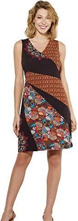 Coline Robe Courte d&eacute;t&eacute; Ethnique - Couleur : Noir - Taille : L