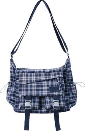 Generic Sac &agrave; bandouli&egrave;re polyvalent en nylon pour femme, grande capacit&eacute;, sac fourre-tout &eacute;l&eacute;gant &agrave; carreaux, multi-compartiments pour voyage, rendez-vous, t