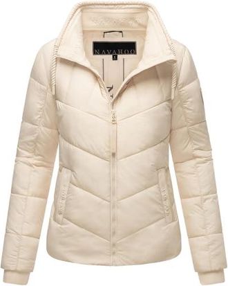 Navahoo N014 Veste dhiver pour femme (XS-XXL) - Veste matelassée - Col montant - Léger - Veste chaude pour femme, crème, M