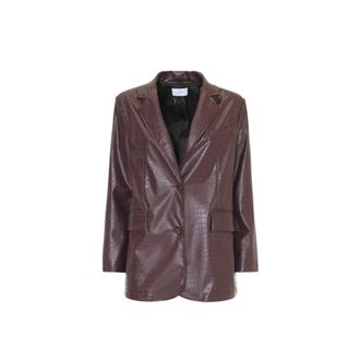 SoAllure Krokodil-Effekt Kunstlederjacke - - Jackets - Damen - Braun - 3XL