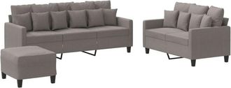 vidaXL 3-tlg. Sofagarnitur mit Kissen Taupe Stoff vidaXL