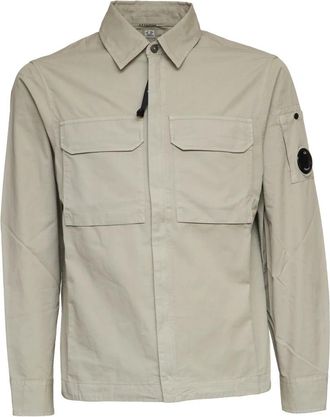 C.P. Company C.p. Company, Homme, Vestes, Brun, Taille: L Gabardine Zipped Lens Overshirt