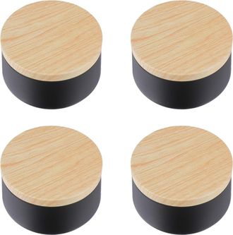 BESPORTBLE TOBBOMEY Wei&szlig;blech Kerzendosen mit Holzdeckel 8oz Hitzebest&auml;ndige Metallkanister f&uuml;r Duftkerzenherstellung Kompakte Verpackungsboxen mit Deckel 4 St&uuml;c