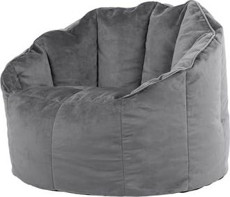 Icon Brand Sirena Sitzsack Sessel für Erwachsene, Dunkelgrau, Flauschiger Samtstoff, Riesen Sitzsack Samt mit Füllung, Bean Bag Chair, Bequemer Sessel Wohnzimmer