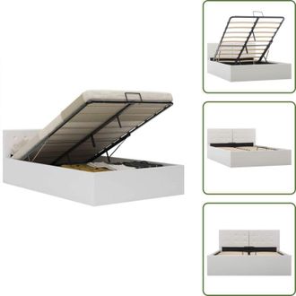 vidaXL Stauraumbett Hydraulisch Wei&szlig; Kunstleder 120&times;200 cm - Doppelbett - Bettgestell - Stauraumbett - Kunstlederbett - Wei&szlig;es Bett