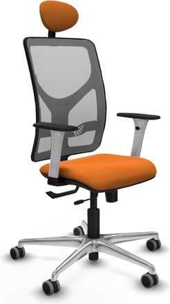 Piqueras y Crespo Gepolsterter Drehstuhl mit wei&szlig;en und schwarzen Armlehnen, h&ouml;henverstellbare Lendenwirbelst&uuml;tze und festes Kopfteil, ausgestattet mit Syncro/Traslack.