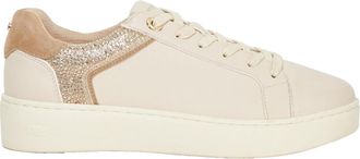 Dune London Elli Schuhe f&uuml;r Damen, Leder, Plattform-Absatz (Cremefarbe)