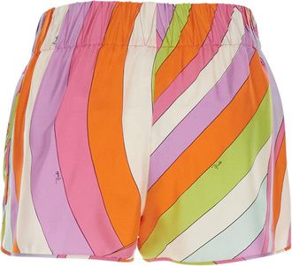 Emilio Pucci Womens Silk Geometric Print Balloon Shorts Multicolour