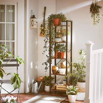 Red Living home24 Regal X Böden: Spanplatte, beschichtet Gestell: Metall, pulverbeschichtet Braun 40 x 154 x 30cm