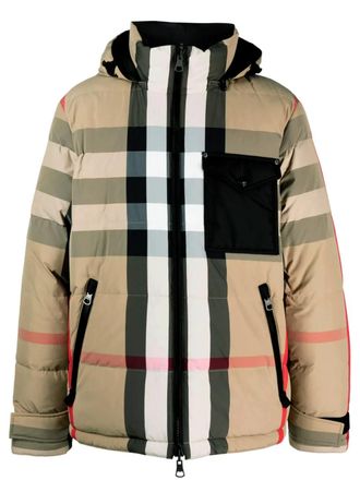 Burberry Wendbare Kapuzenjacke mit Karo - Nude