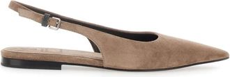 Brunello Cucinelli Femme, Chaussures, Brun, Taille: 38 EU Suede Slingback Flats