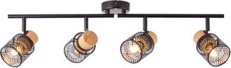 Brilliant Lampe Santy spot tube 4 lampes noir/marron naturel 4x D45, E14, 42 w