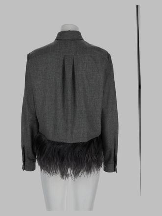 Fabiana Filippi Virgin Wool with Feather Detail Shirt - Gray