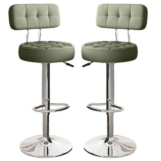 Generic Drehbare, H&ouml;henverstellbare Barhocker (2Er-Set), Gepolstert mit Pu-Leder und R&uuml;ckenlehne, Stabile Metallbeine, 60-80 cm Hoch, Ideal f&uuml;r K&uuml;cheninseln u