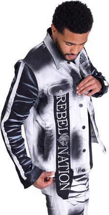 Kingz Jeansjacke Herren Batik Designer Jeansjacke Totenkopf