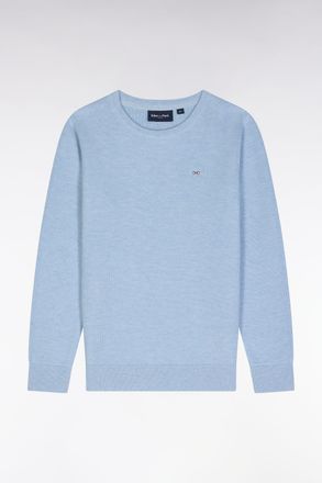 Eden Park Pull Col Rond En Coton Ciel Coupe Droite