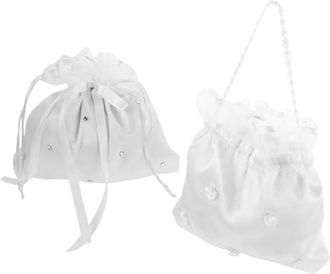 BESPORTBLE Lot de 2 sacs de mariage pour femme : sacs fourre-tout pour mariée, à main de soirée à cordon, pochettes de mariage, pour enterrement de vie de jeune 