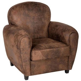 PEGANE Fauteuil en mousse PU coloris marron - Longueur 81 x Profondeur 86 x Hauteur 81 cm